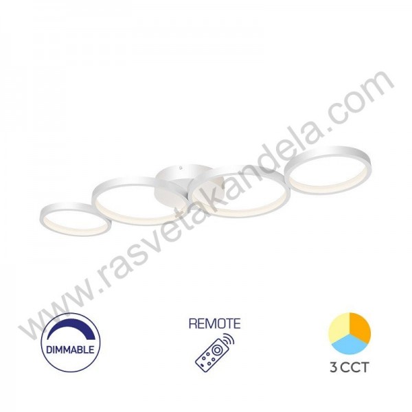 Led luster plafonjera 3CCT 60W bela sa daljinskim BRY-NELA-SR1-RND-WHT