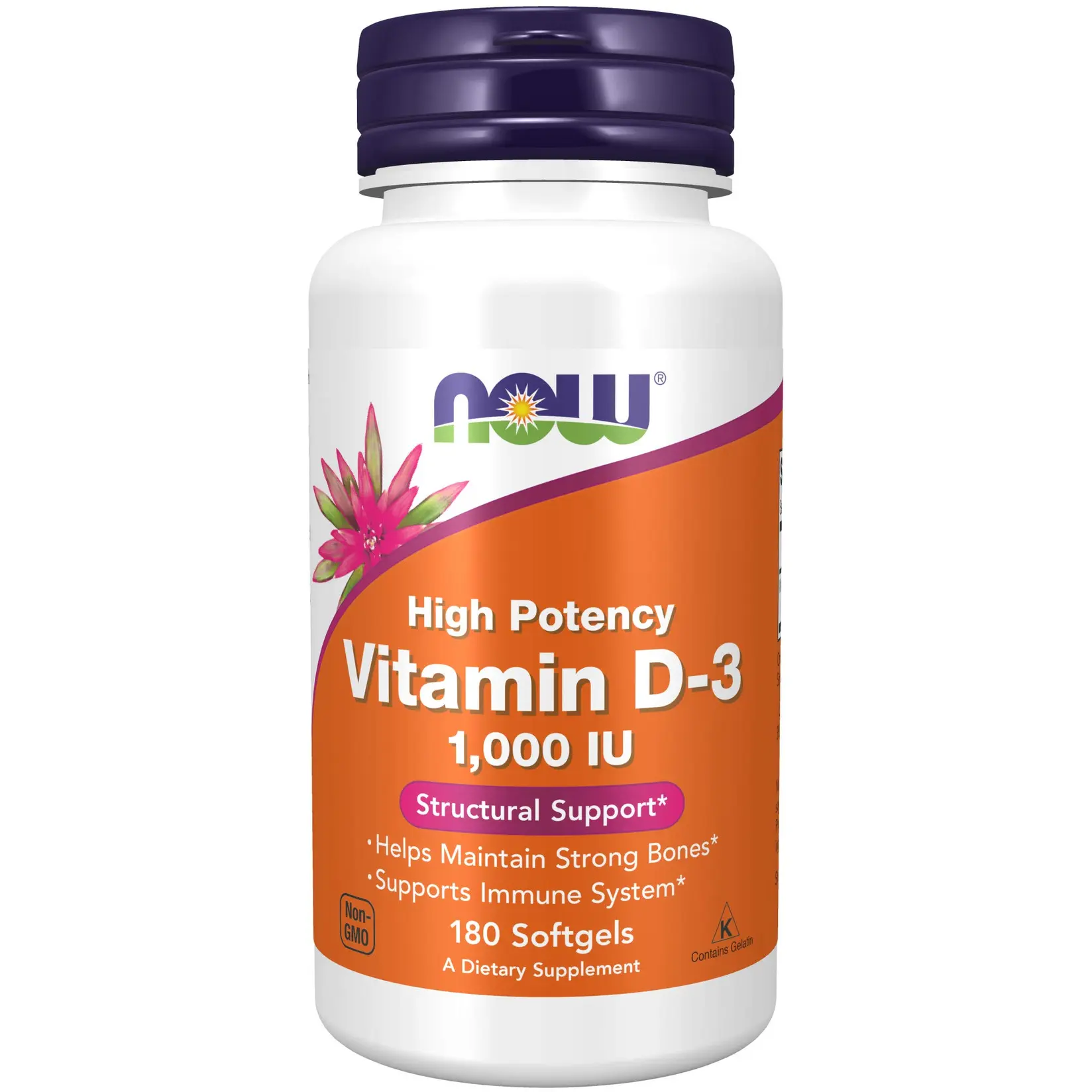 NOW Vitamin d-3 1000 iu, 180 mekih kapsula