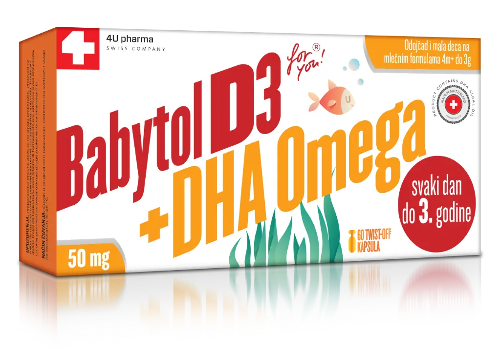 Babytol D3+Omega Dha Dodatak ishrani za decu, 60 kapsula