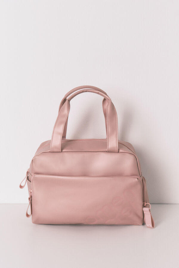 Großer Kosmetiktasche aus Gummi in Metallic-Pink
