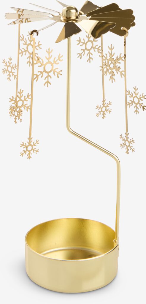 XMAS Tealight holder SNEFNUG H14cm gold