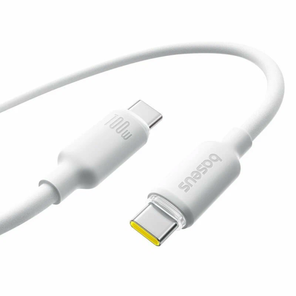 Kabel Baseus Foamed Silicone Fast Charging Data Cable USB-C to USB-C 100W Moon White 1m