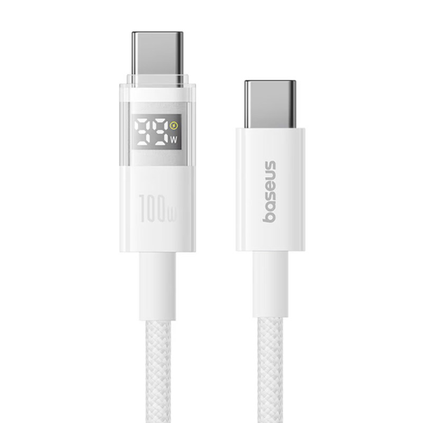 Kabel Baseus Display 2 Fast Charging Data Cable USB-C na USB-C 100W 1m Moon White