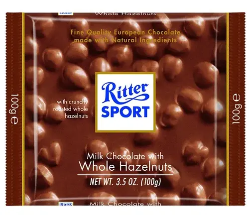 Ritter sport Mlečna čokolada Celi lešnik, 100g