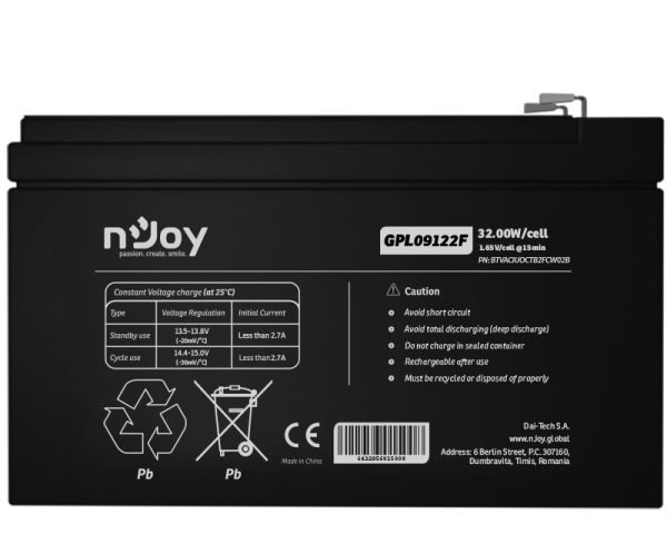 NJOY GPL09122F baterija za UPS 12V 9Ah (BTVACIUOCTB2FCW02B)