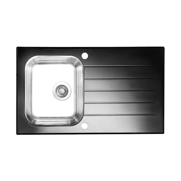 ALVEUS Sudopera od kaljenog stakla Glassix 10 crna fi 90