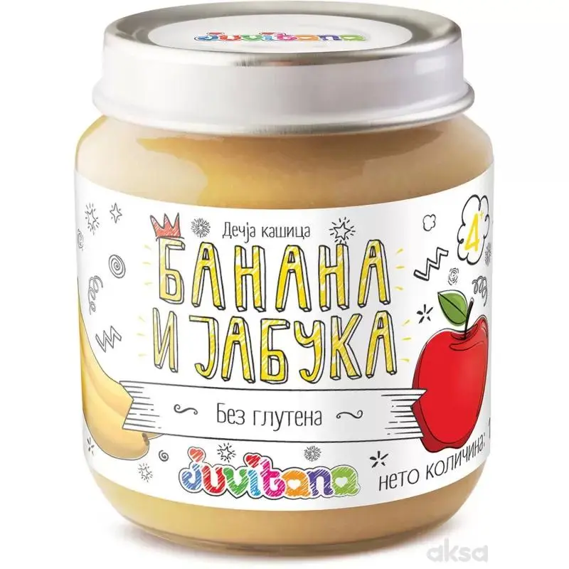 Juvitana Kašica za bebe od banane i jabuke 4M+, 128g