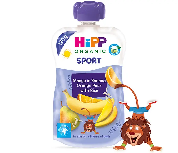 HiPP Voće u tubi - sport-mango, banana, pomorandža sa pirinčem 120g