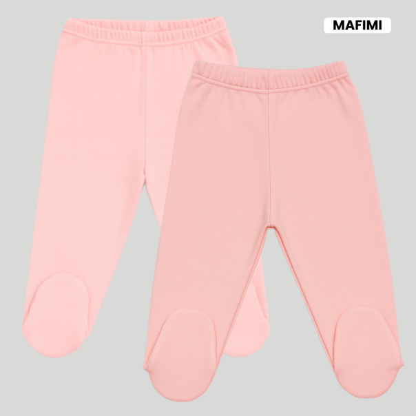 Mafimi Pamučne Pantalonice sa stopicom set od 2 - puder, kajsija