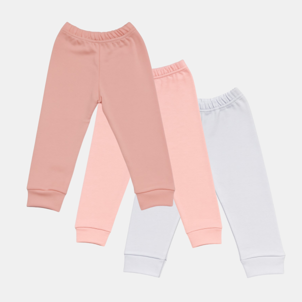 Mafimi Pamučne Pantalonice set od 3 - puder, kajsija, bela