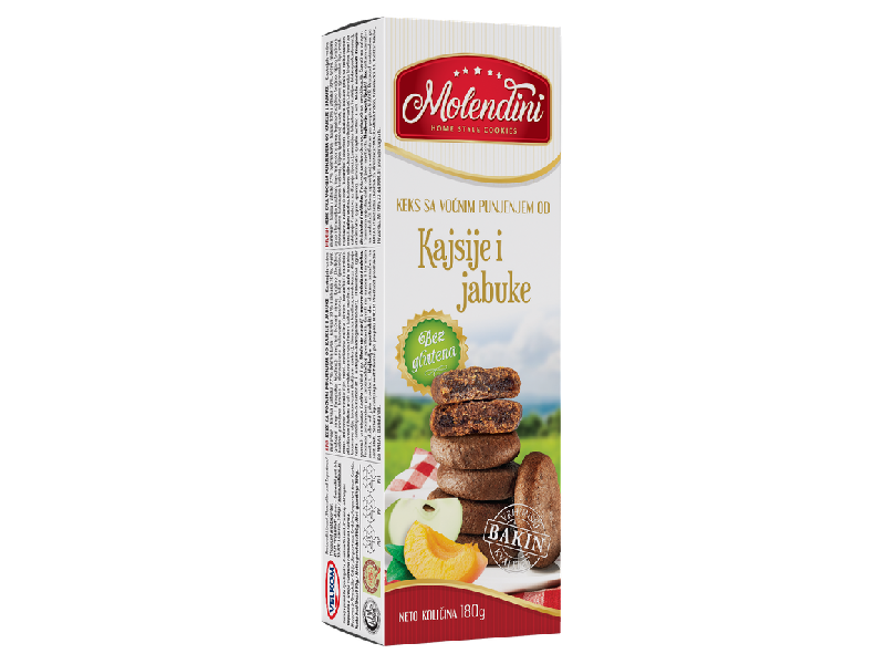 KEKS BEZ GLUTENA KAJSIJA, JABUKA 180G