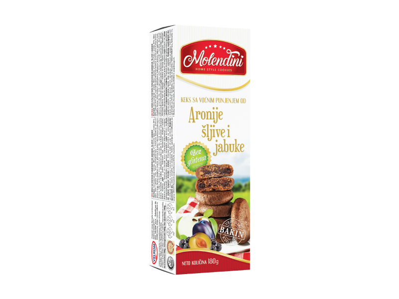 KEKS BEZ GLUTENA ARONIJA, ŠLJIVA, JABUKA 180G