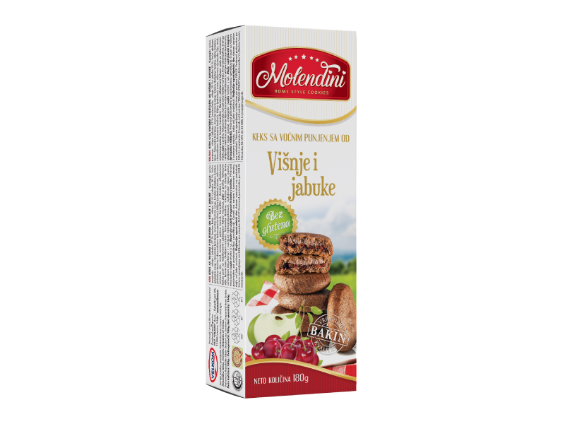 KEKS BEZ GLUTENA VIŠNJA, JABUKA 180G