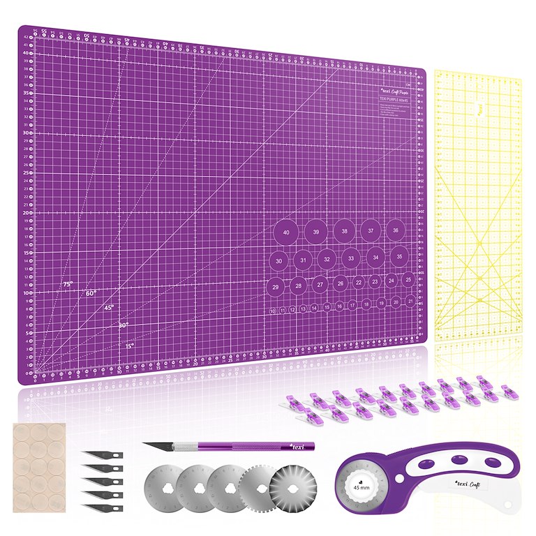 PATCHWORK KOMPLET ZA KROJENJE I SEČENJE TEXI PURPLE