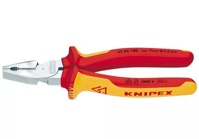 Knipex - Kombinovana klešta 1000V VDE 180mm Ojačana, KNIPEX 02 06 180