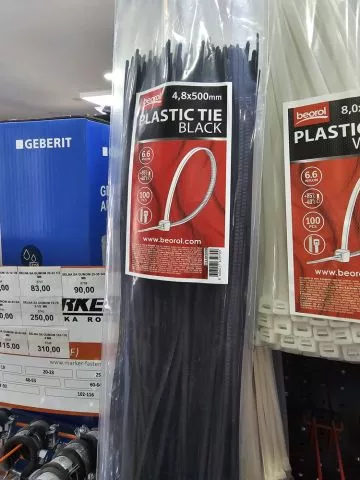 PLASTIČNA TRAKA ZA VEZIVANJE CRNA - 4.8X500 MM