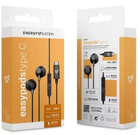 Energy Sistem EasyPods Type C crne bubice sa mikrofonom