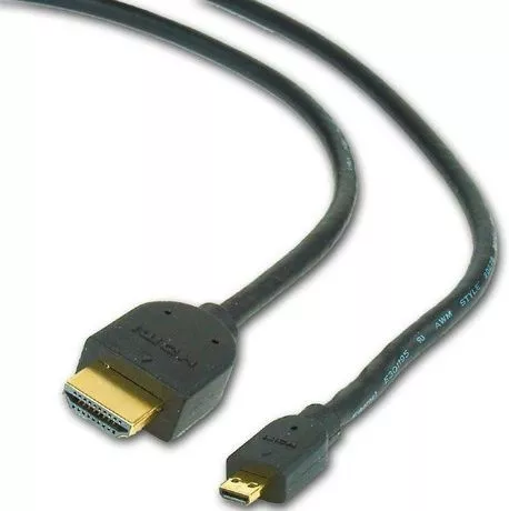 GEMBIRD HDMI MALE TO MICRO D-MALE BLACK CABLE WITH GOLD-PLATED CONNECTORS, 1.8 M