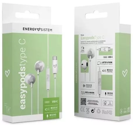 Energy Sistem EasyPods Type C bele bubice sa mikrofonom