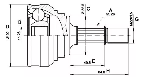 HOMOKINETIČKI ZGLOB AUDI A100 1976-1989
