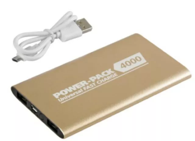PRENOSNA BATERIJA ZA MOBILNI ZLATNA, MICRO USB, 4000MAH/2400MA – 38914