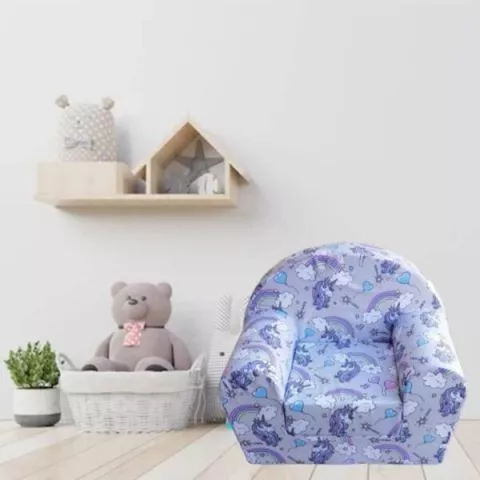 FOTELJA NA RAZVLAČENJE BAMBI UNICORN – SIVO-LJUBIČASTA