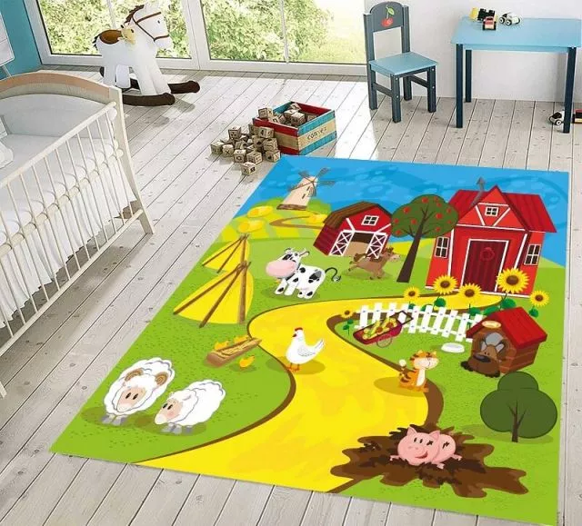 DEČIJI TEPIH SA GUMENOM PODLOGOM 120X180CM – VESELA FARMA, TG-081