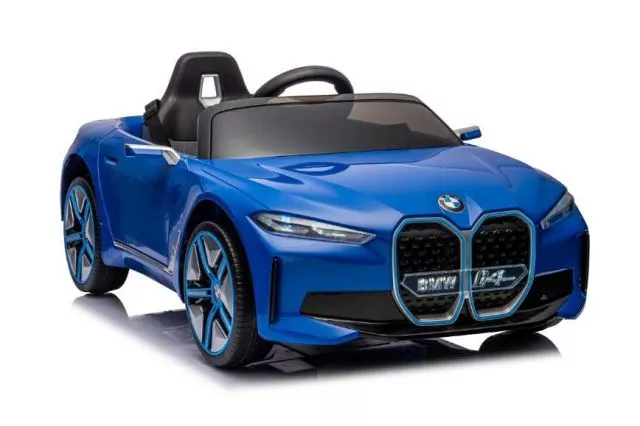 DEČIJI AUTO BMW I4 SA KOŽNIM SEDIŠTEM I MEKIM GUMAMA – PLAVI