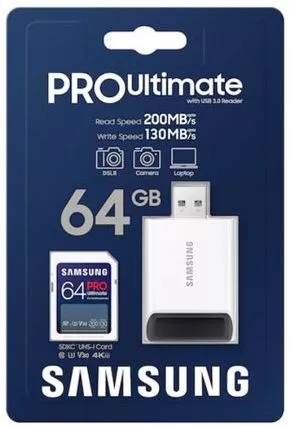 SAMSUNG 64GB PRO ULTIMATE FULL SIZE SDXC MEMORIJSKA KARTICA + ČITAČ