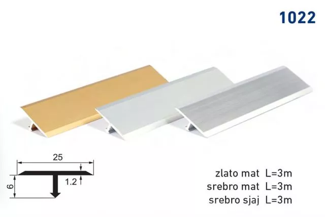 LAJSNA PRELAZNA T-PROFIL 1022 - ZLATO MAT