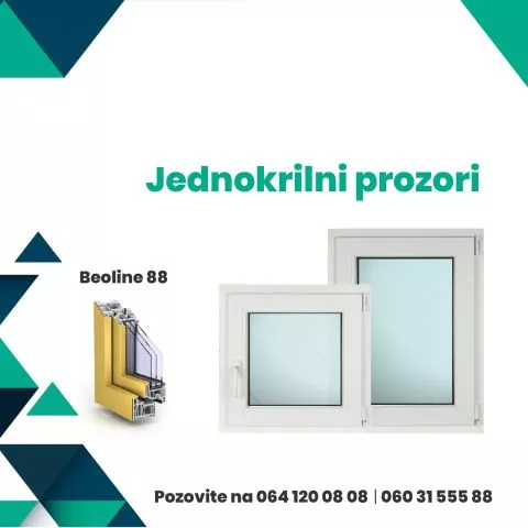 Jednokrilni PVC prozor Beoline 70 520 mm x 600 mm
