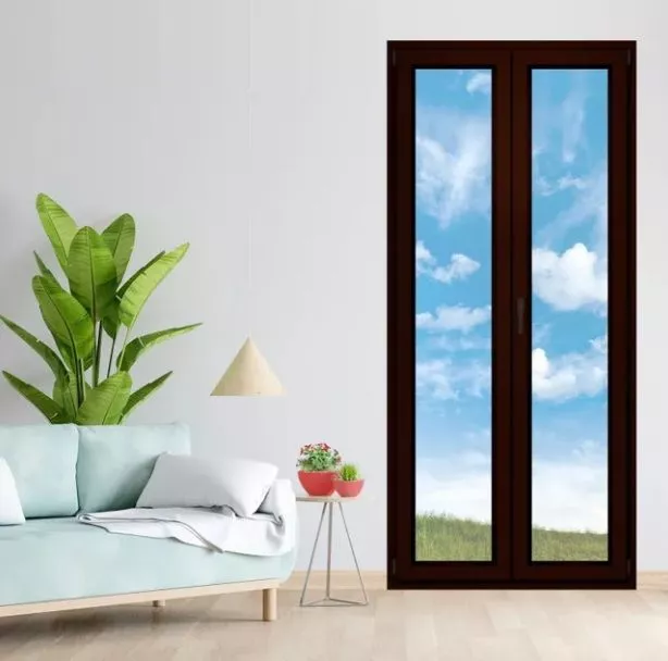 DVOKRILNA BALKONSKA PVC VRATA 80CM X 220CM VIŠE NIJANSI BOJE DRVETA DEKOR