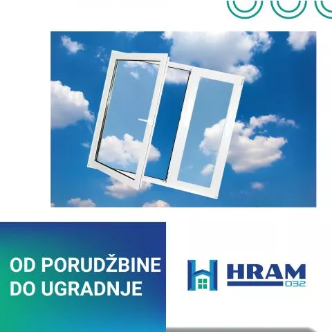 DVOKRILNI PVC PROZORI SA T PREČKOM ECONOMIC LINE 1800 MM X 1400 MM