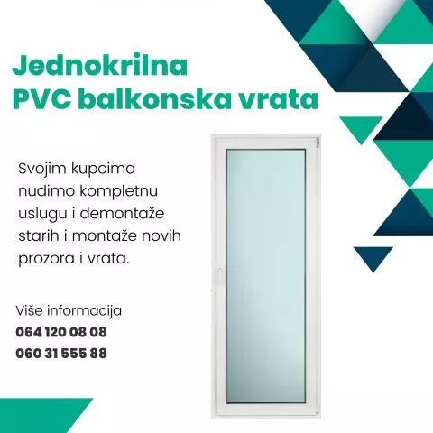 JEDNOKRILNA PVC BALKONSKA VRATA BEOLINE STANDARD 800 MM X 2200 MM