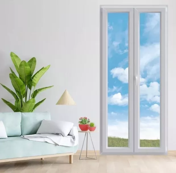 DVOKRILNA BALKONSKA PVC VRATA 80CM X 210CM BELA