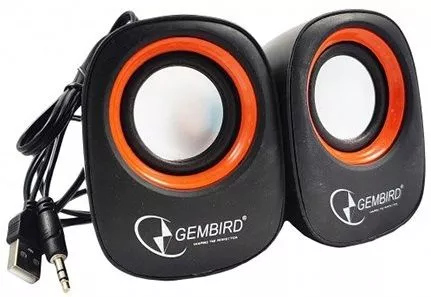Gembird Stereo speakers Orange/Black, 2 x 3W RMS USB pwr, 3.5mm