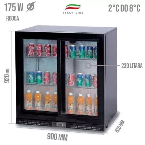 VITRINA FRIŽIDER SA STAKLENIM VRATIMA PINBBD230L