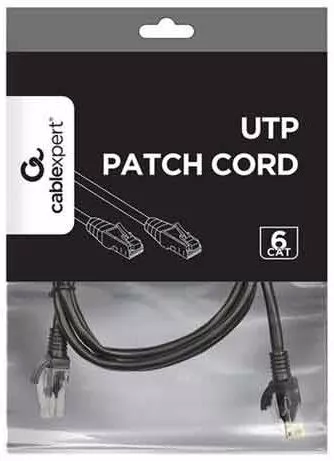 GEMBIRD UTP CAT6 PATCH CORD, 1 M, BLACK PP6U-1M/BK