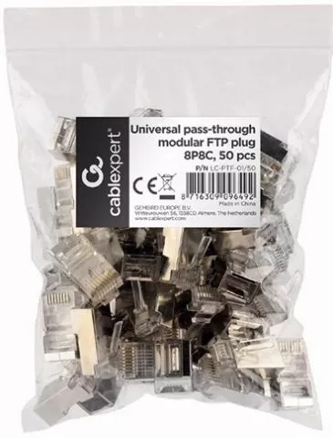 Gembird Universal pass-through modular FTP plug 8P8C, 50 pcs per bag | LC-PTF-01/50