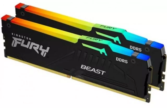Kingston 32GB (2x16GB) DDR5 6000MT/s CL30 FURY Beast Black RGB EXPO DIMM memorija | KF560C30BBEAK2-3