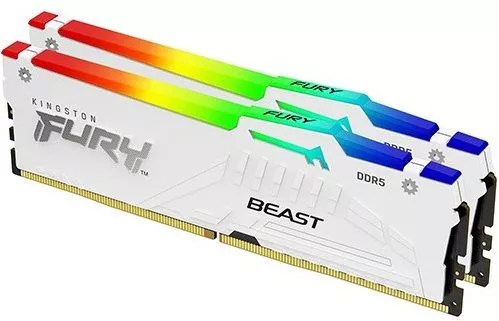 KINGSTON 32GB (2X16GB) DDR5 5600MT/S CL40 FURY BEAST WHITE RGB XMP MEMORIJA | KF556C40BWAK2-32