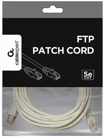 Gembird FTP Cat5e Patch cord, grey, 3 m, Foil shielded, 8P8C, Gold plated contacts | PP22-3M