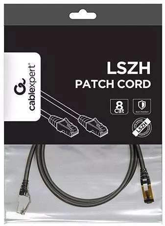 Gembird S/FTP Cat. 8 LSZH patch cord, black, 1 m | PP8-LSZHCU-BK-1M