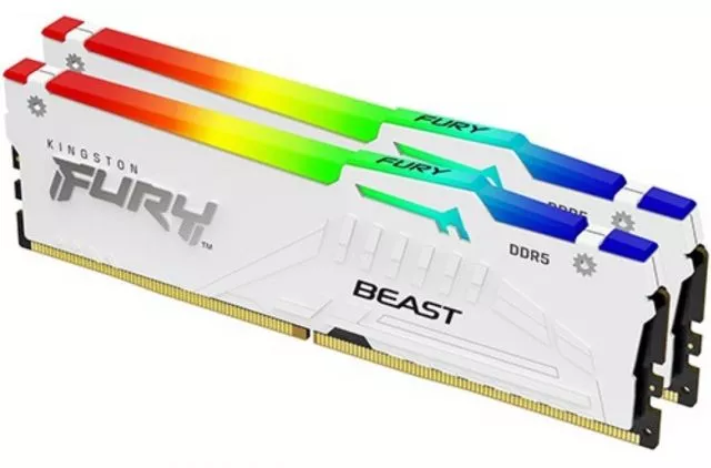 KINGSTON 32GB (2X16GB) DDR5 5200MT/S CL40 FURY BEAST WHITE RGB XMP MEMORIJA