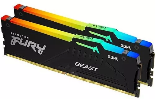 KINGSTON 64GB (2X32GB) DDR5 5200MT/S CL36 FURY BEAST BLACK RGB MEMORIJA | KF552C36BBEAK2-64