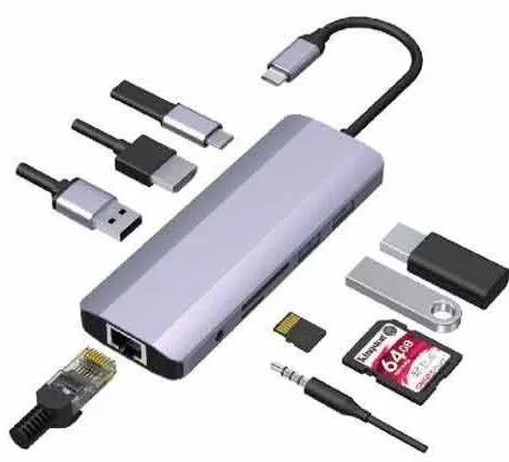 Gembird USB Type-C 9-in-1 multi-port adapter