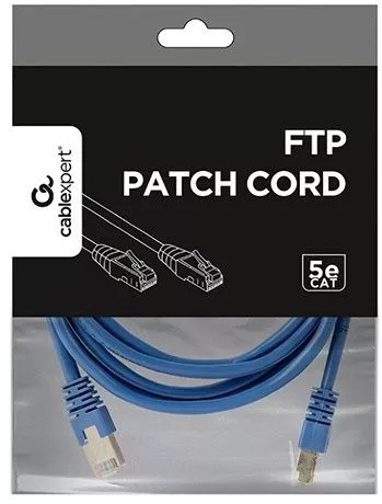 GEMBIRD FTP CAT5E PATCH CORD, BLUE, 2 M, FOIL SHIELDED, 8P8C, GOLD PLATED CONTACTS | PP22-2M/B