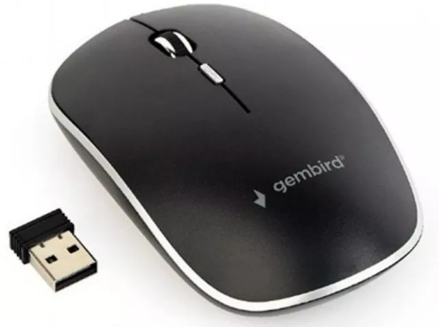 Gembird Silent wileless optical mouse, 800-1600 dpi, USB 2.4GHz, black | MUSW-4BS-01