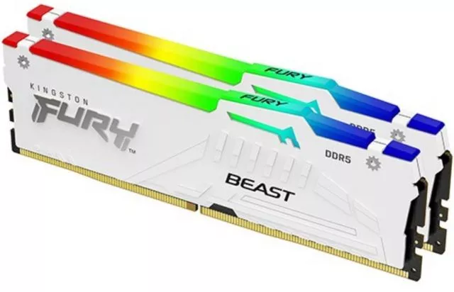 KINGSTON 32GB (2X16GB) DDR5 5200MT/S CL36 FURY BEAST WHITE RGB EXPO MEMORIJA