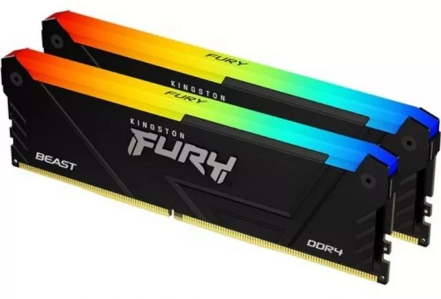 Kingston 32GB (2x16GB) DDR4 3200MT/s CL16 FURY Beast RGB Black XMP DIMM memorija | KF432C16BB12AK2/3